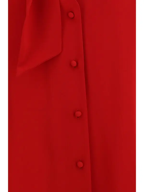 Valentino Garavani Silk Georgette Blouse With Balloon Sleeves - Red