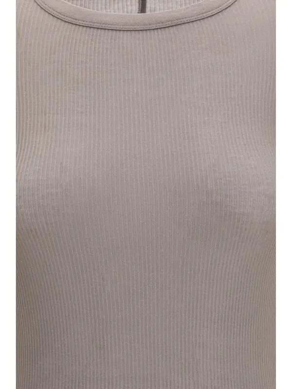 Rick Owens Ribbed Knit Long Sleeve Top - Gray