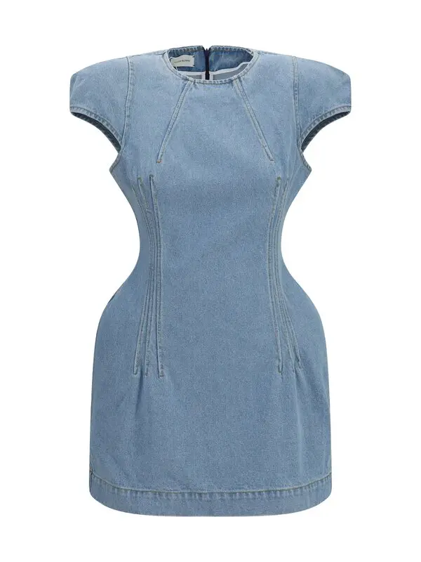 Magda Butrym Short-sleeve Denim Mini Dress - Blue