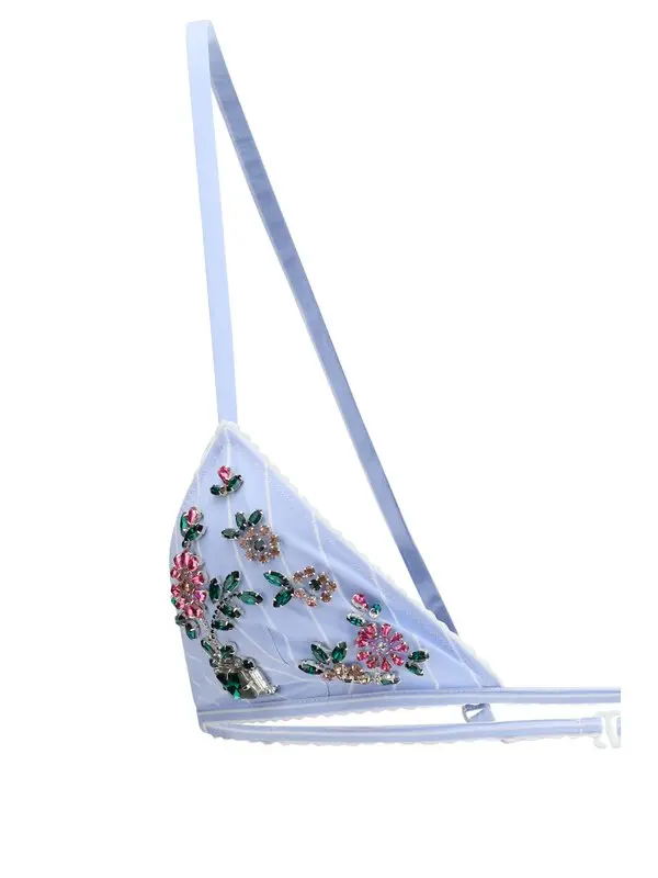 Dolce & Gabbana Striped Poplin Embroidered Bra