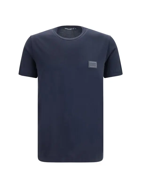 Dolce & Gabbana Cotton T-shirt With Logo Plaque - Black