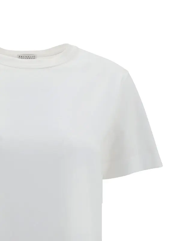 Brunello Cucinelli Ribbed Crewneck T-shirt With Jewel Detail