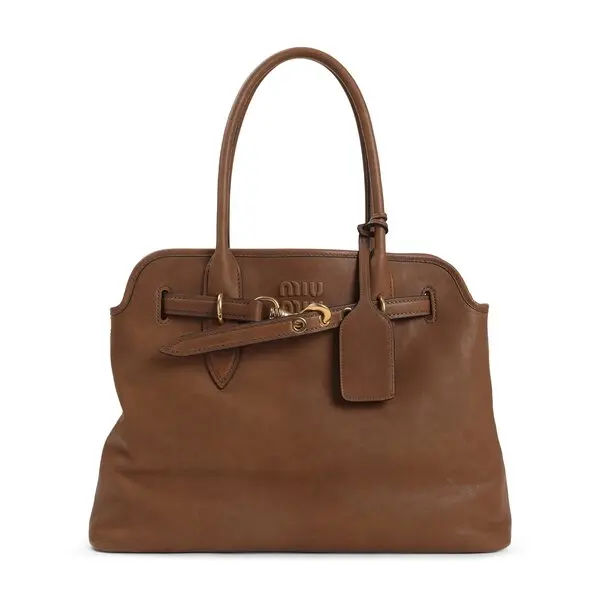 Miu Miu Aventure Lamb Leather Handbag - Brown