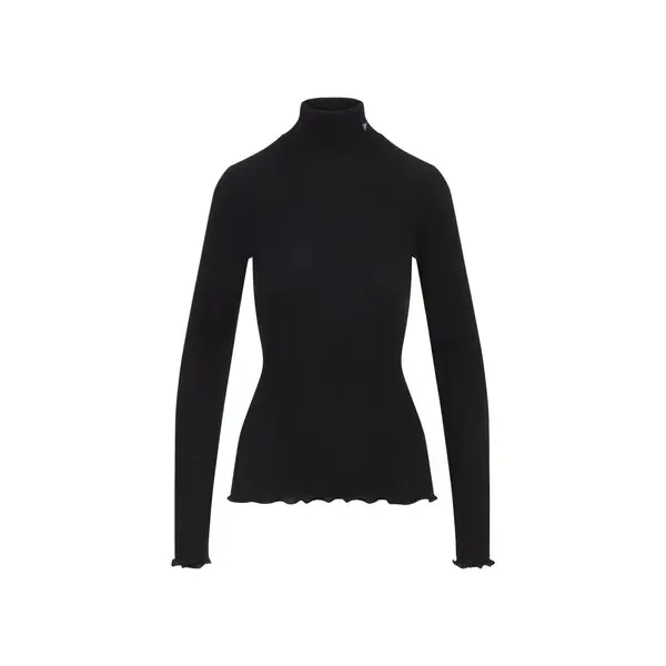 Prada Ribbed Knit Turtleneck Top - Black
