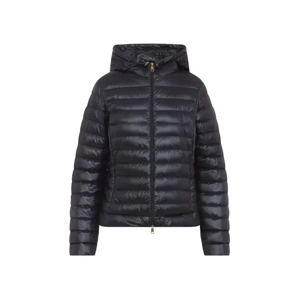 Moncler Quilted Down Jacket With Drawstring Hood - Black
