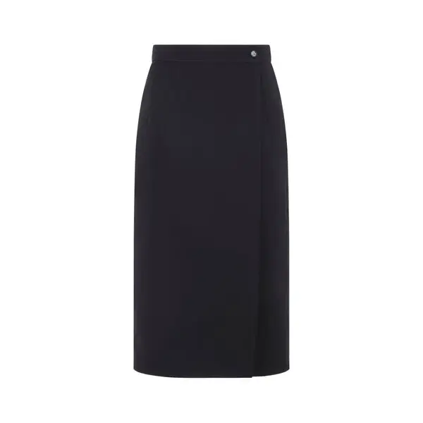Bottega Veneta Double Cotton Gabardine Midi Skirt - Black