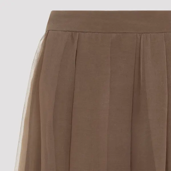 Brunello Cucinelli Midi Voile Skirt - Brown
