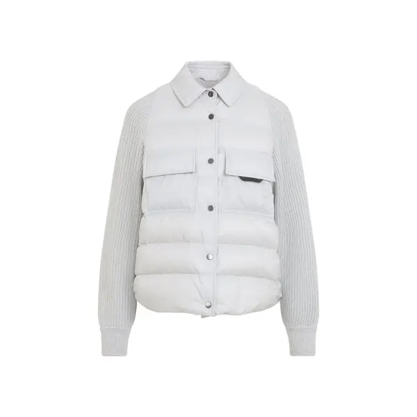Brunello Cucinelli Quilted Padded Hybrid Jacket - Gray
