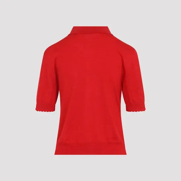 Marni Pointelle Knit Polo - Red