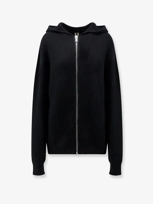 Rick Owens Virgin Wool Zip-up Hoodie - Black