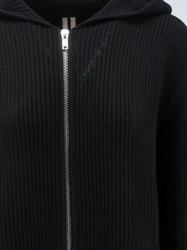 Rick Owens Virgin Wool Zip-up Hoodie - Black