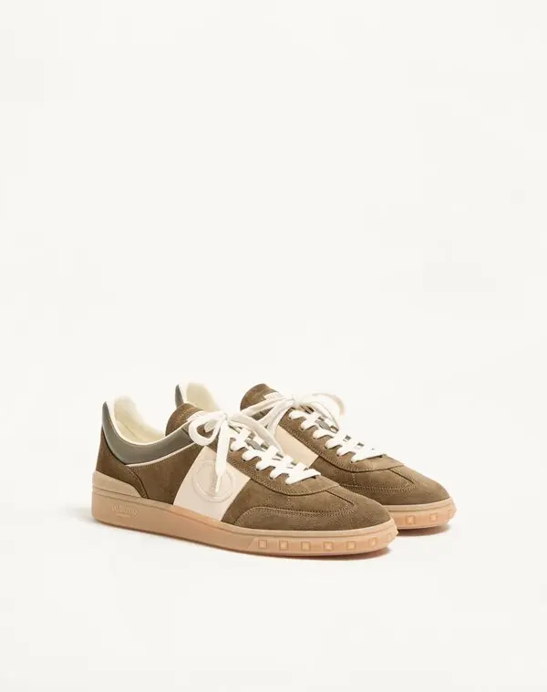 Valentino Garavani Upvillage Low Top Trainers In Split Leather And Calfskin Nappa Leather - Nude