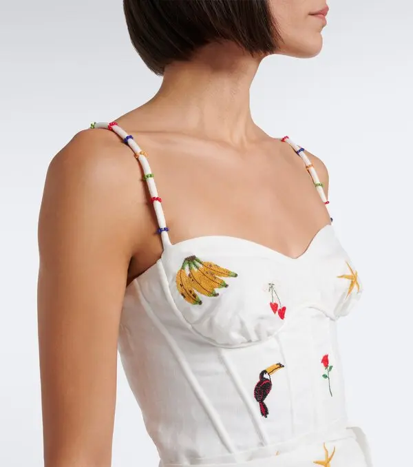 Farm Rio Cool Embroidered Linen Minidress
