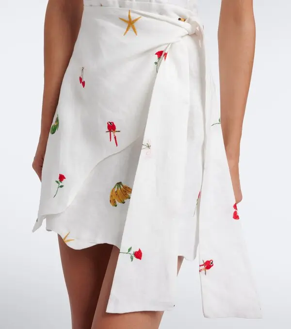 Farm Rio Cool Embroidered Linen Minidress