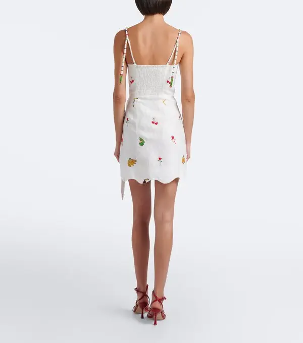 Farm Rio Cool Embroidered Linen Minidress