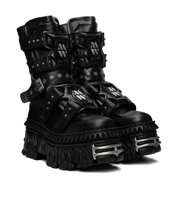 Vetements X New Rock Collaboration Gamer Studded Mid-calf Boots