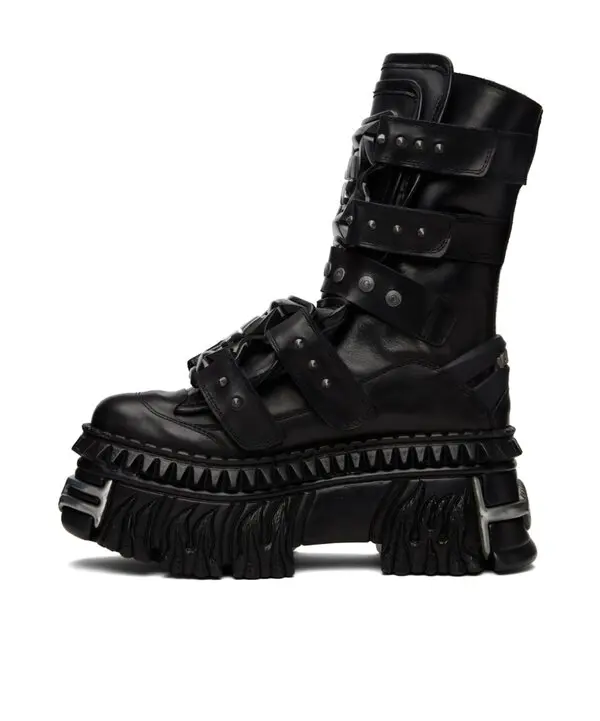 Vetements X New Rock Collaboration Gamer Studded Mid-calf Boots