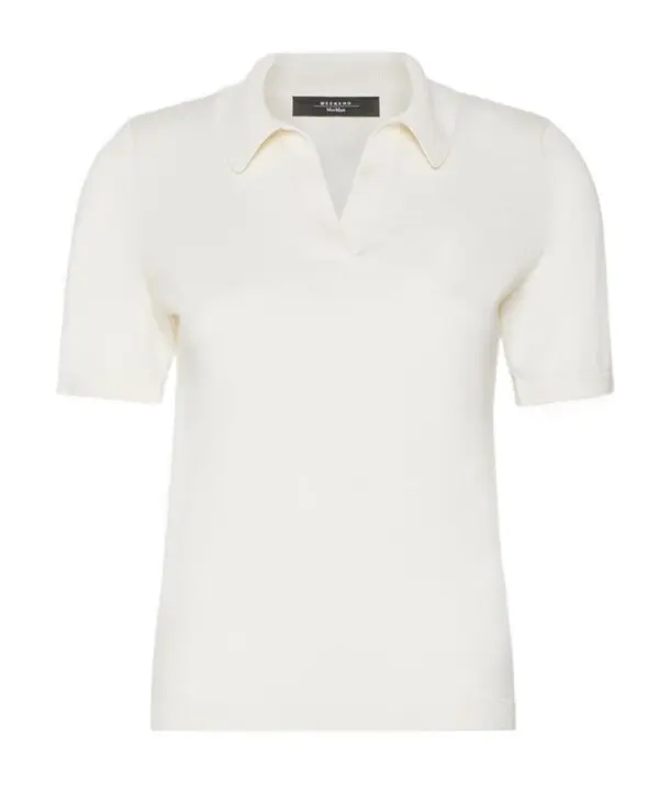Max Mara Short-sleeve Polo Shirt With Rib-knit Cuffs - Ecru