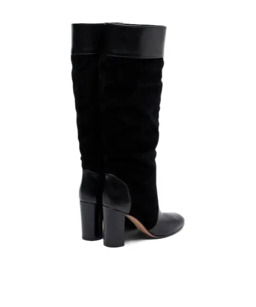 GIANVITO ROSSI Leather And Corduroy Knee-high Boots