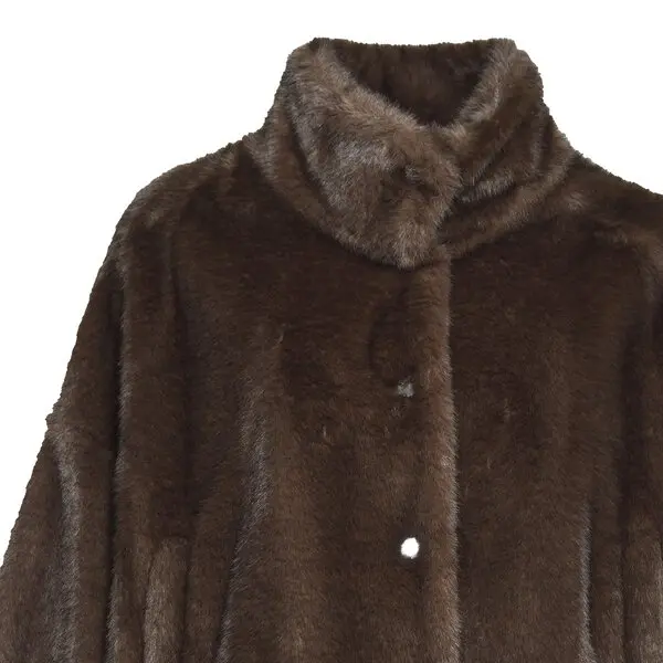 Max Mara Stand Collar Fluffy Fabric Coat