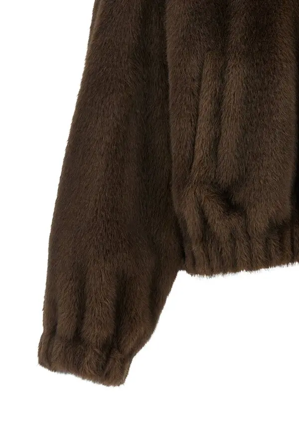 Max Mara Stand Collar Fluffy Fabric Coat