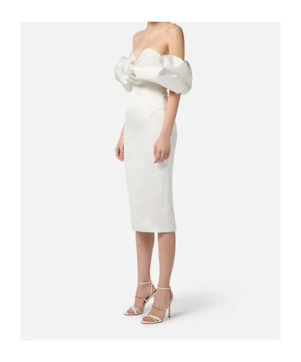 Elisabetta Franchi Off-shoulder Midi Dress With Back Slits