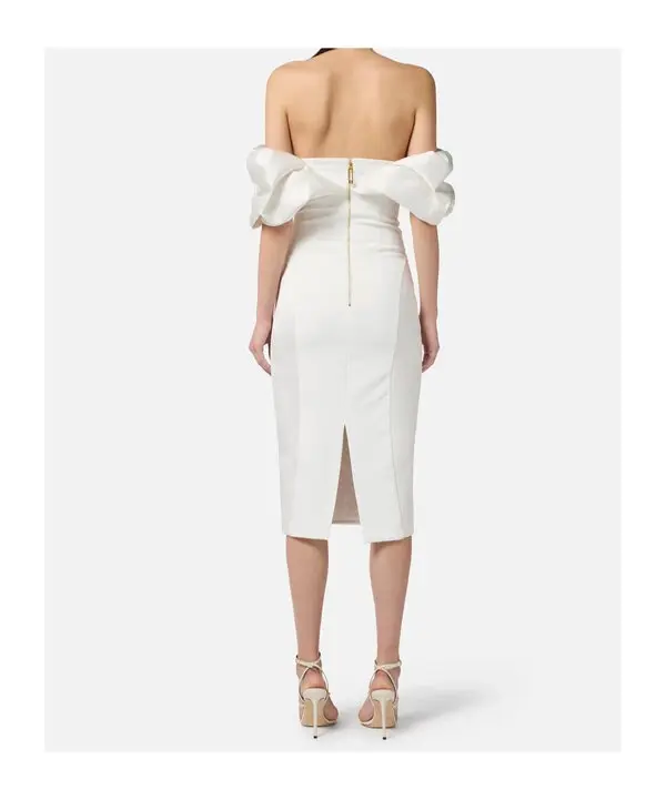 Elisabetta Franchi Off-shoulder Midi Dress With Back Slits