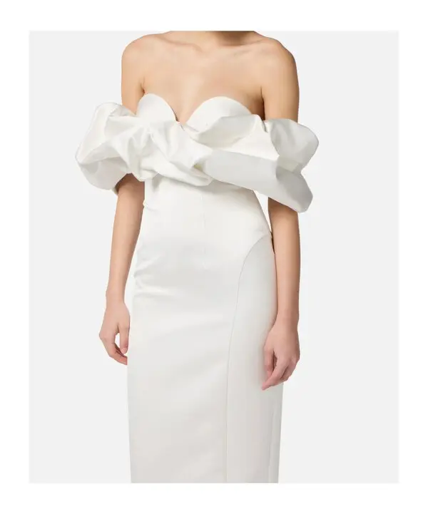 Elisabetta Franchi Off-shoulder Midi Dress With Back Slits
