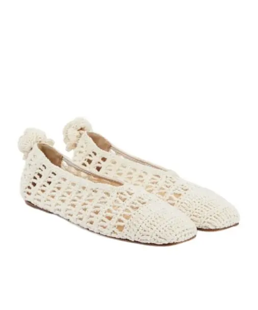 Magda Butrym Floral-appliqué Crochet Ballet Flats - Nude