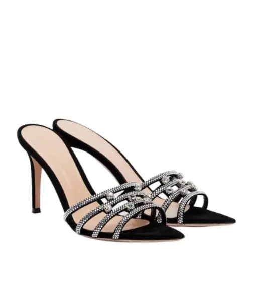 GIANVITO ROSSI Embellished Suede Mules