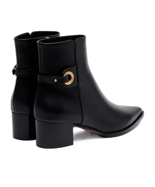 GIANVITO ROSSI Solid Color Leather Ankle Boots