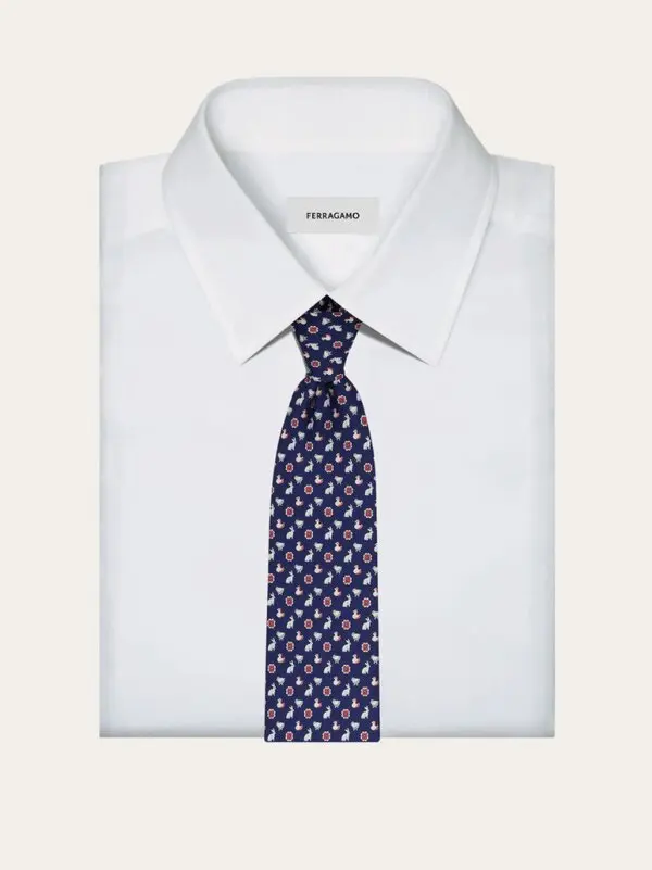 FERRAGAMO Charms Print Silk Tie