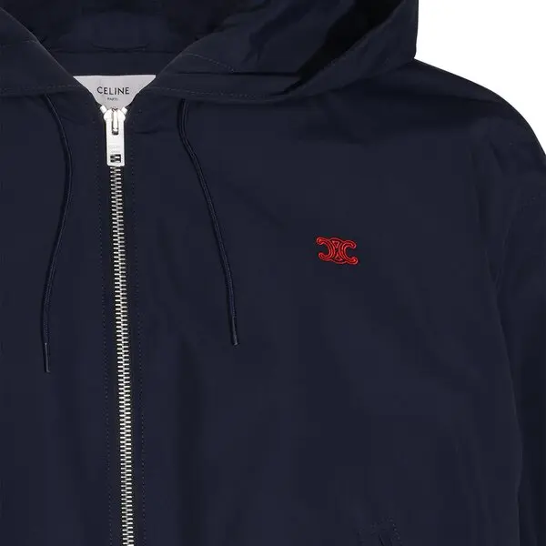Celine Windbreaker Jacket With Hood - Navy Blue