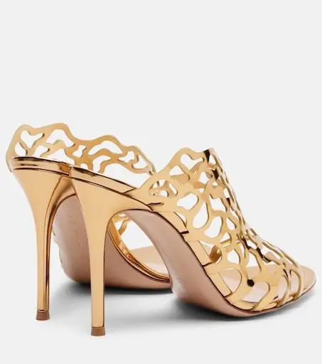 GIANVITO ROSSI Metallic Leather Mules