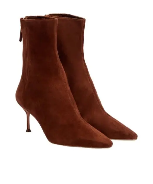 AQUAZZURA Solid Color Suede Ankle Boots