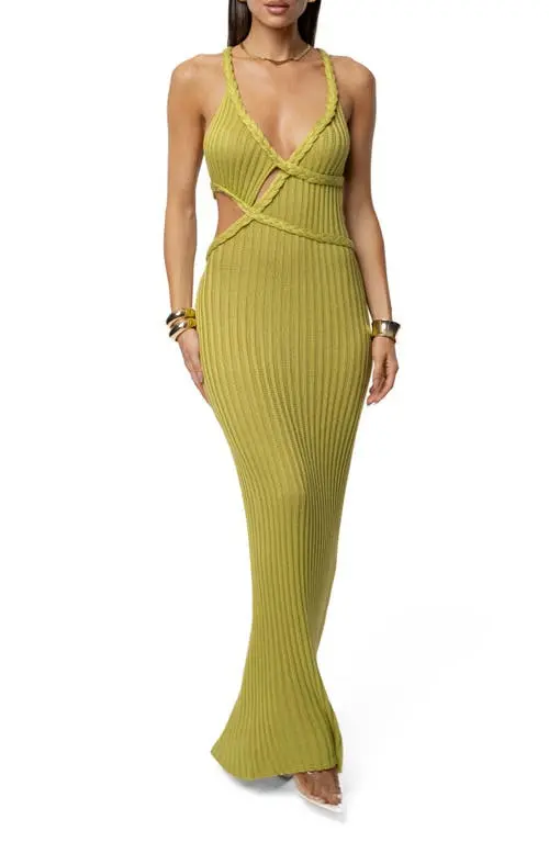 JLUXLABEL Drift & Dream Open Back Body-con Maxi Sundress - Green