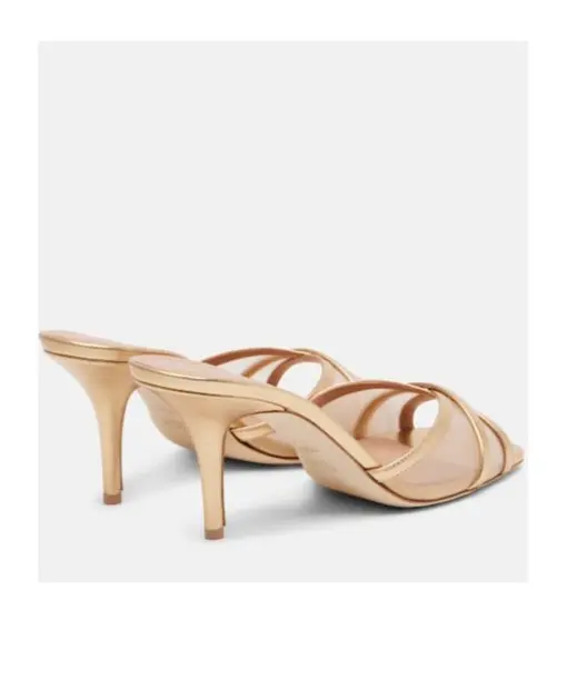 MALONE SOULIERS Perla 70 Leather And Mesh Mules