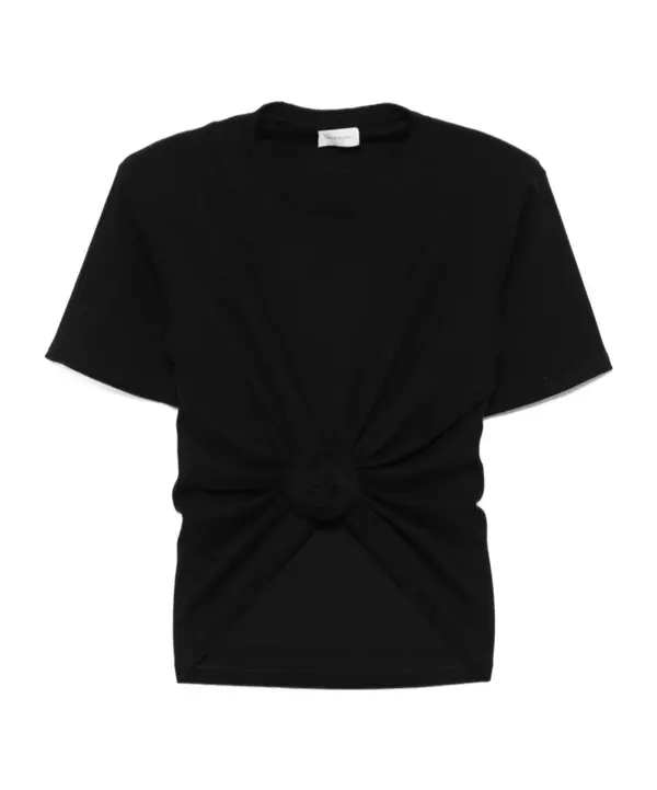 Magda Butrym Cropped T-shirt With Knot Detail - Black