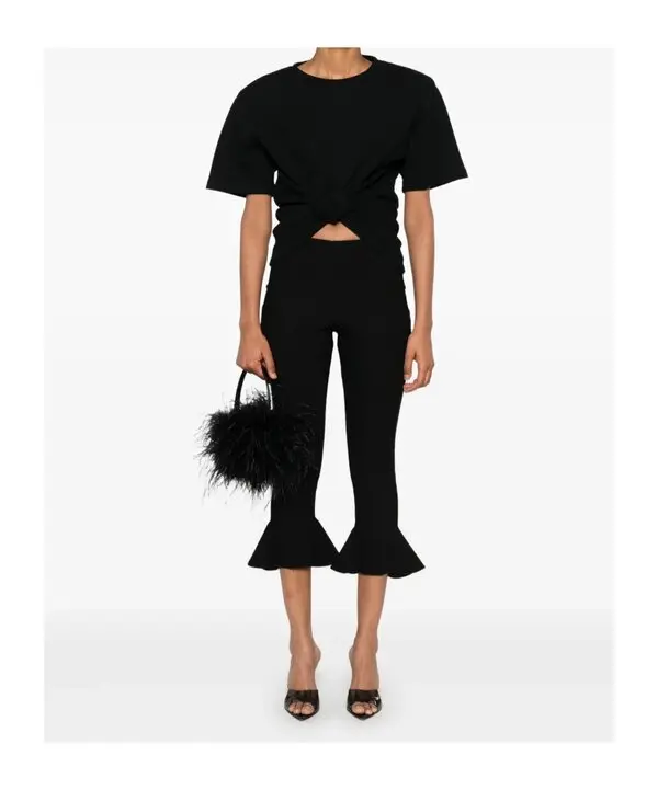 Magda Butrym Cropped T-shirt With Knot Detail - Black