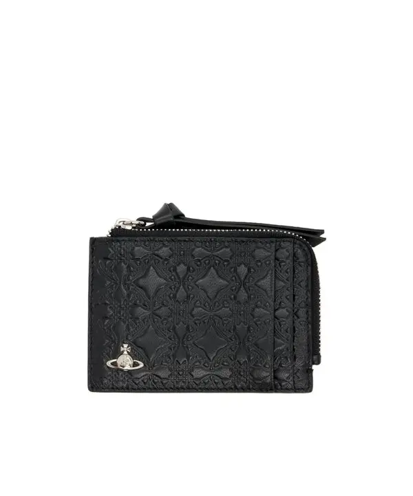 VIVIENNE WESTWOOD Embossed Zipper Card Holder - Black