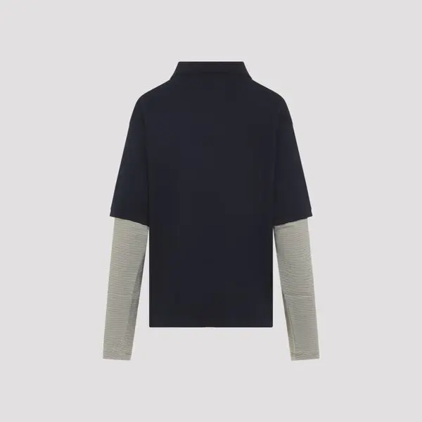 Miu Miu Layered Long Sleeve Polo Shirt - Black