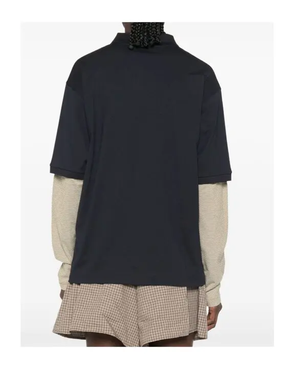 Miu Miu Layered Long Sleeve Polo Shirt - Black