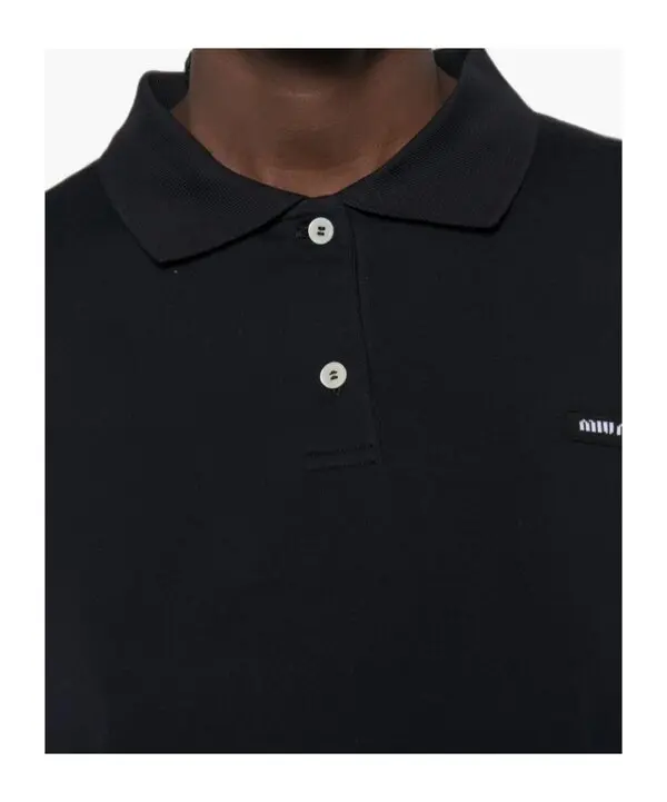Miu Miu Layered Long Sleeve Polo Shirt - Black