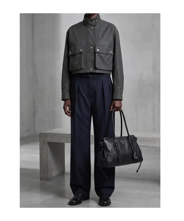 Prada Cropped Re-nylon Blouson Jacket - Leaden