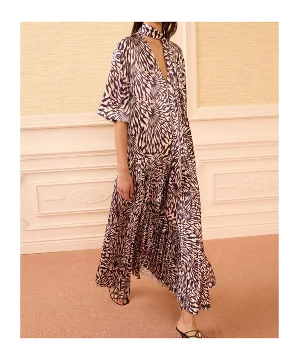 Ulla Johnson Pleated Abstract-print Midi Dress
