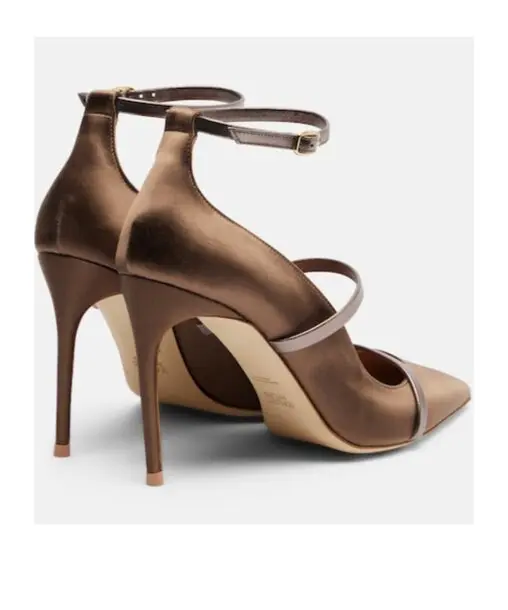 MALONE SOULIERS Diaz 100 Satin Pumps With Leather Trim