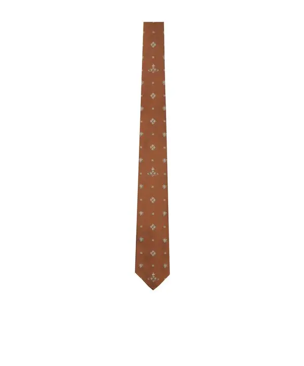VIVIENNE WESTWOOD Silk Jacquard Tie - Brown