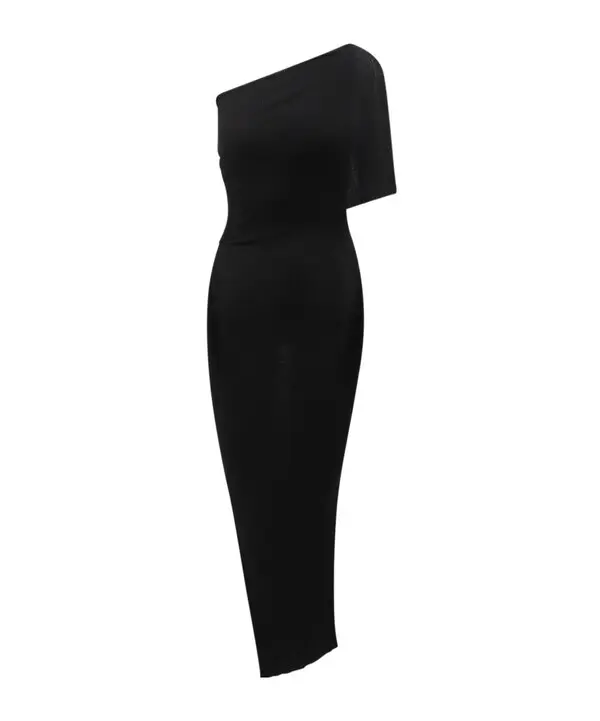 Rick Owens Athena One-shoulder Dress With Short Sleeve And Ribbed Details - No