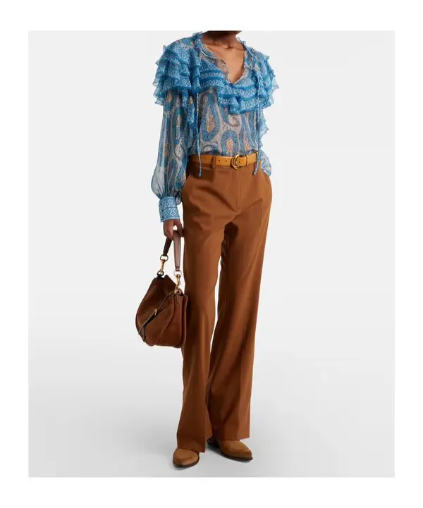 Etro Paisley Ruffled Silk Blouse
