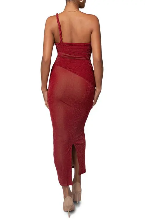 JLUXLABEL Alari One-shoulder Sparkle Mesh Gown With Rope Strap